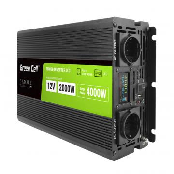 Green Cell PowerInverter LCD 12 V 2000 W/4000 W Pure sine wave inverter ...